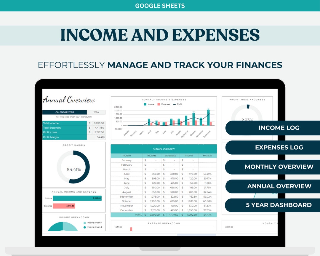 Income and Expense Spreadsheet, Track Business Income and Expenses ...