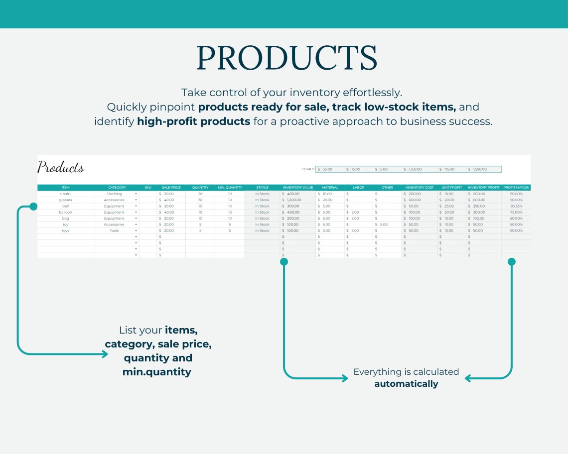 Small Business Spreadsheets, Inventory Tracker, Bookkeeping Spreadsheet ...
