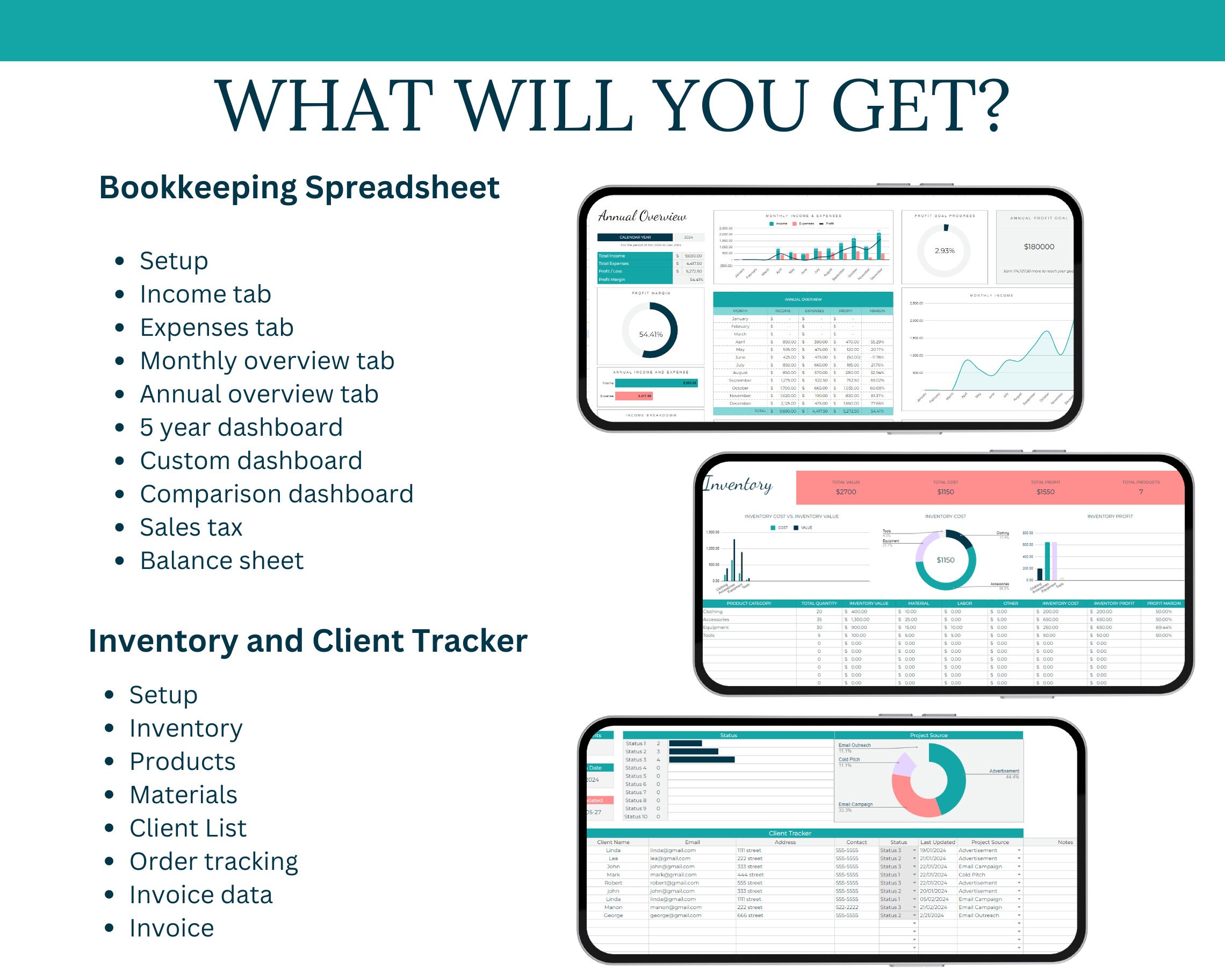 Small Business Spreadsheets, Inventory Tracker, Bookkeeping Spreadsheet ...