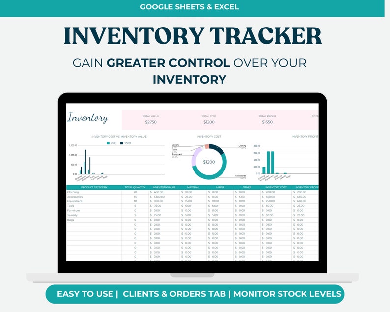 Inventory Tracker Spreadsheet, Small Business Inventory Template ...