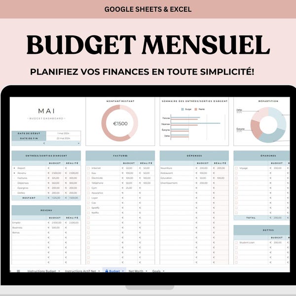 Budget Mensuel Français, Budget Planner Français, Monthly Budget ...