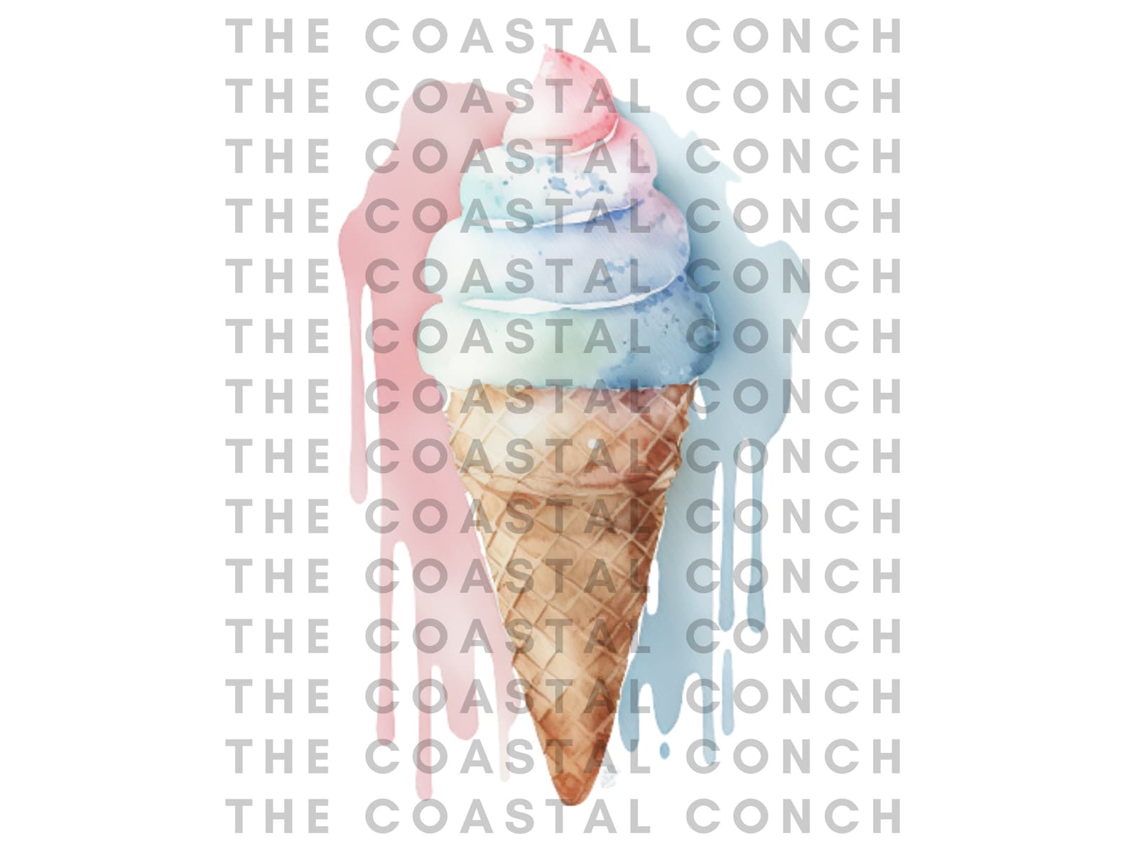 Watercolor Ice Cream Cone Clipart- 20 Transparent Background PNG ...