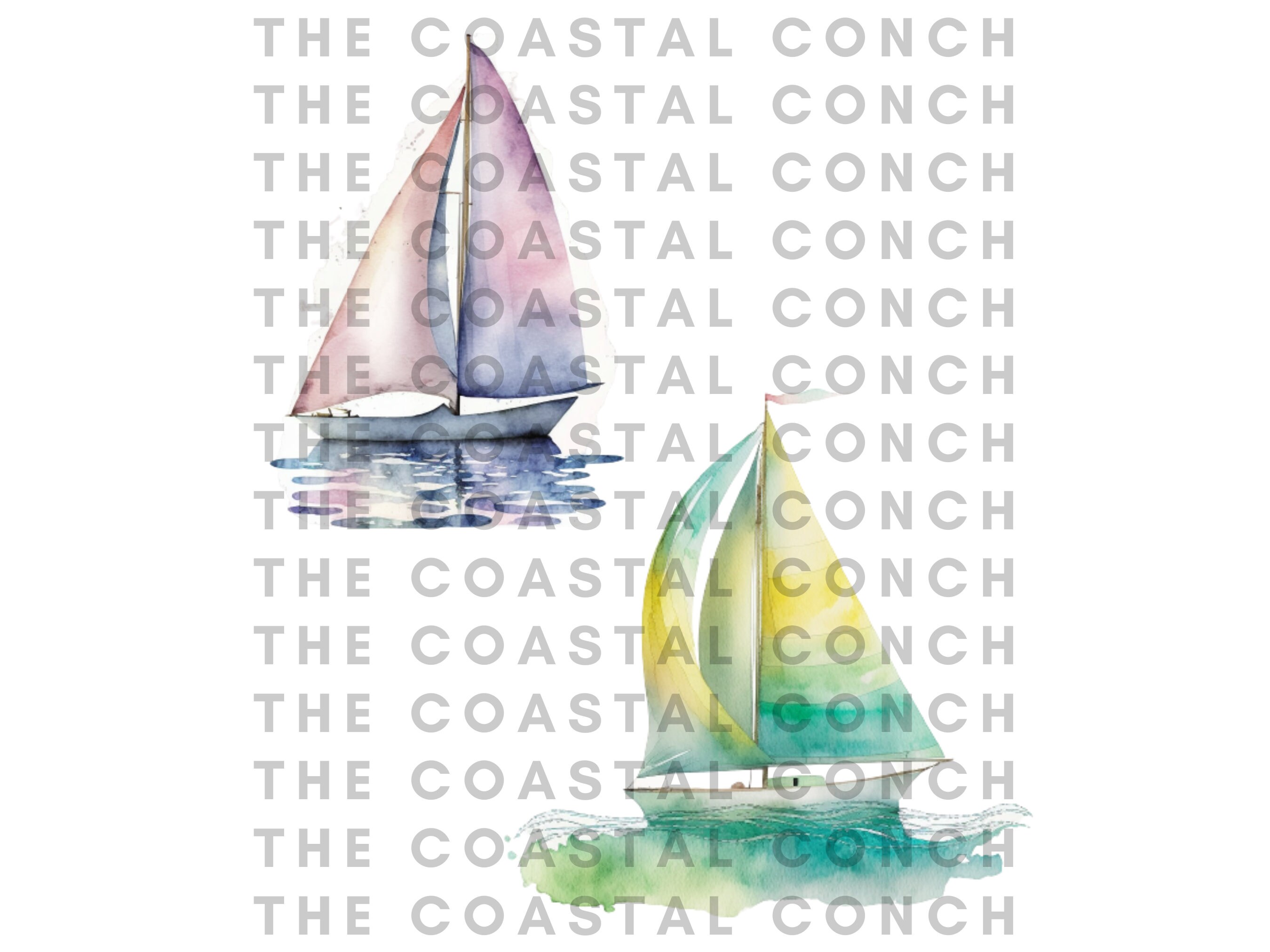 Nautical Watercolor Sailboat Clipart 20 Transparent Background PNG ...