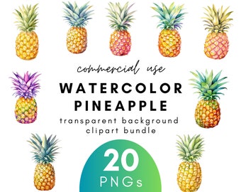 Watercolor Tropical Fruits PNG Transparent Background Summer - Etsy