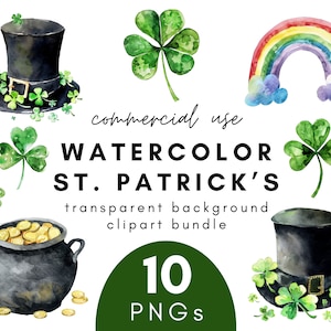 Lucky Watercolor St. Patrick's Day Clipart- 10 Transparent Background ...