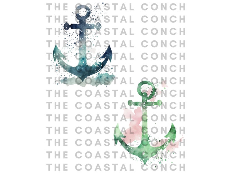 Nautical Watercolor Anchor Clipart- 20 Transparent Background PNG ...