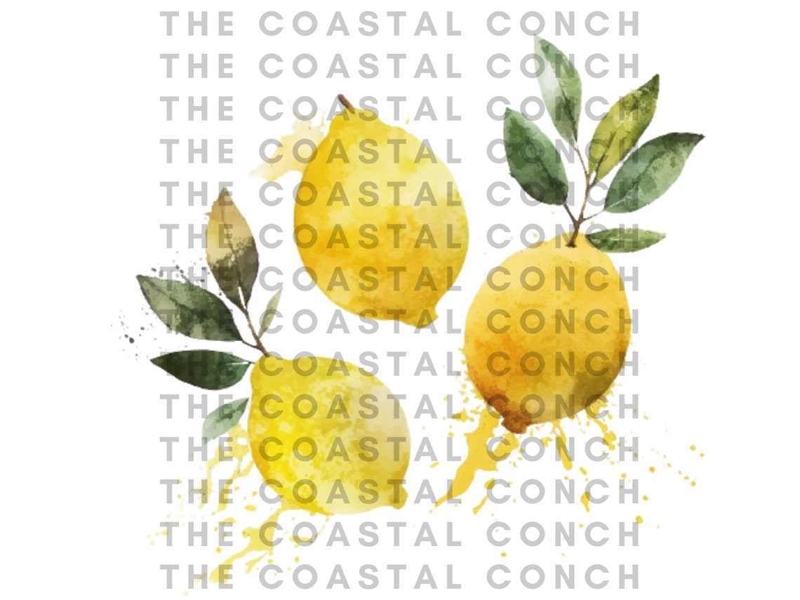Watercolor Lemon Clipart- 10 Transparent Background PNG Commercial Use ...
