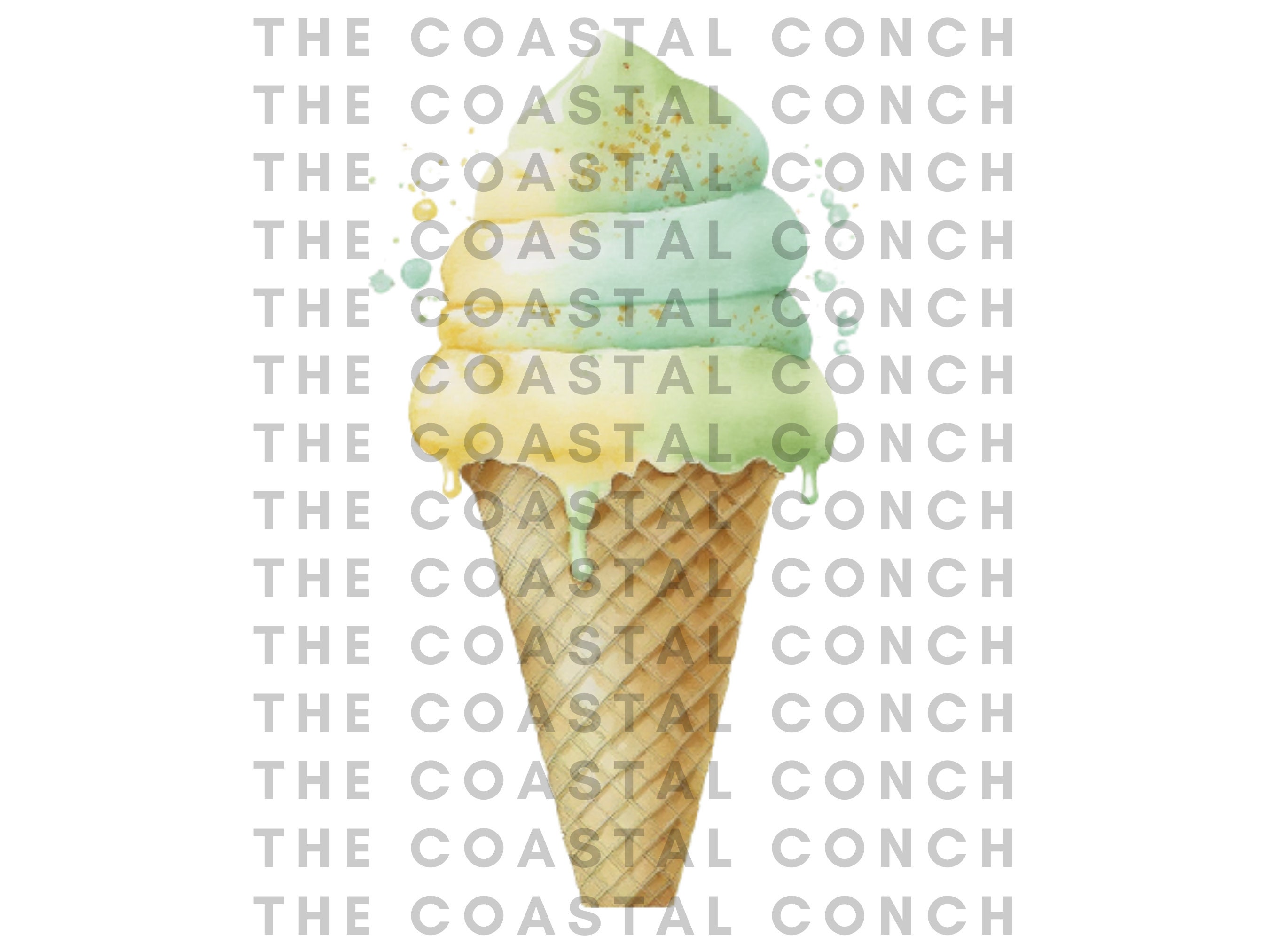Watercolor Ice Cream Cone Clipart- 20 Transparent Background PNG ...