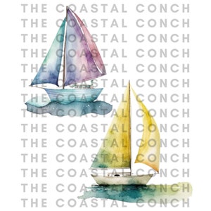 Nautical Watercolor Sailboat Clipart- 20 Transparent Background PNG ...