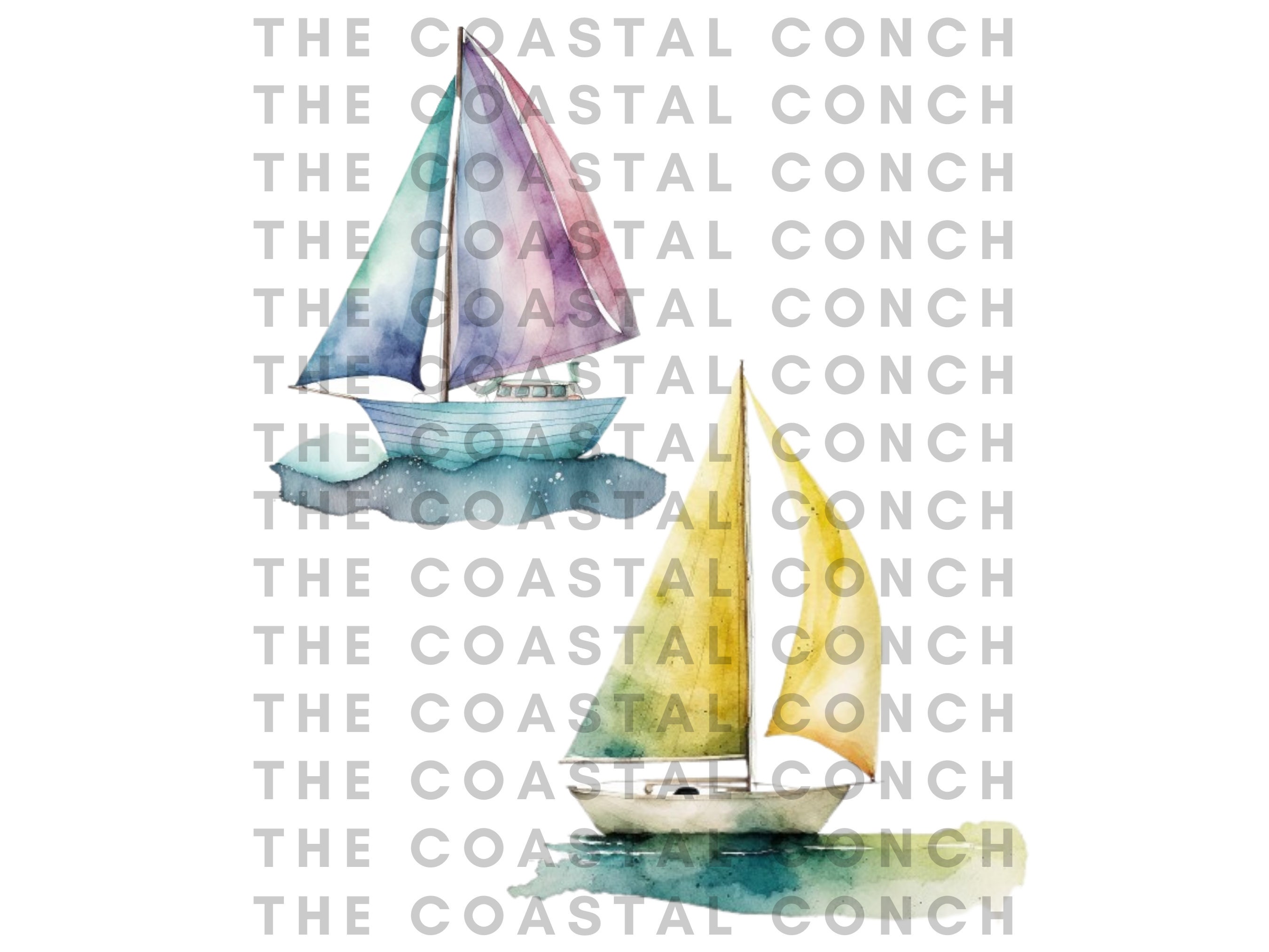 Nautical Watercolor Sailboat Clipart- 20 Transparent Background PNG ...