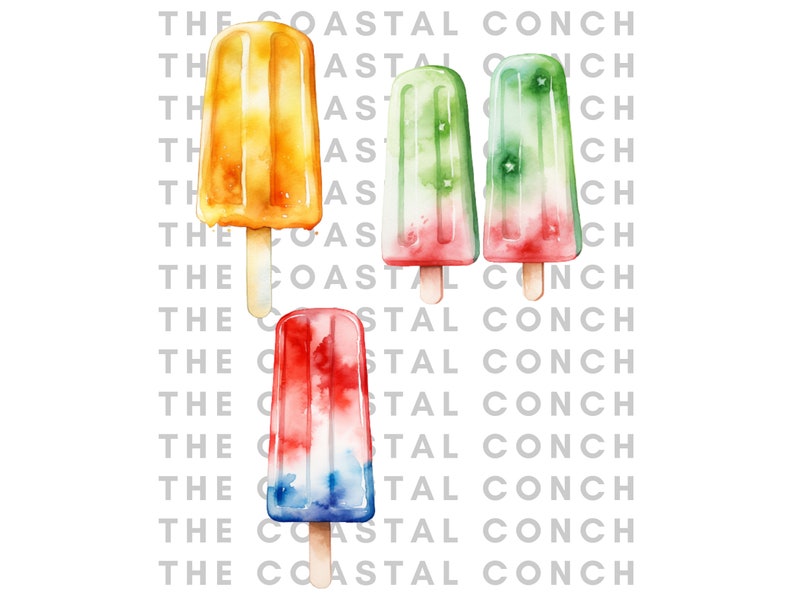 Colorful Watercolor Ice Pops Clipart- 20 Transparent Background PNG ...