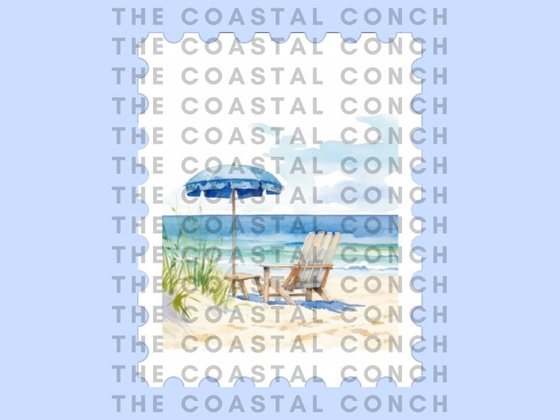 Beachy Watercolor Stamps Clipart- 10 Transparent Background PNG ...