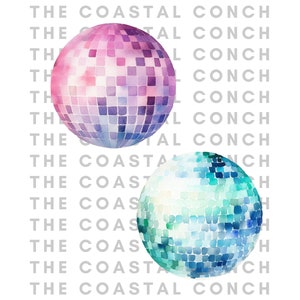 Watercolor Disco Ball Clipart- 20 Transparent Background PNG Commercial ...