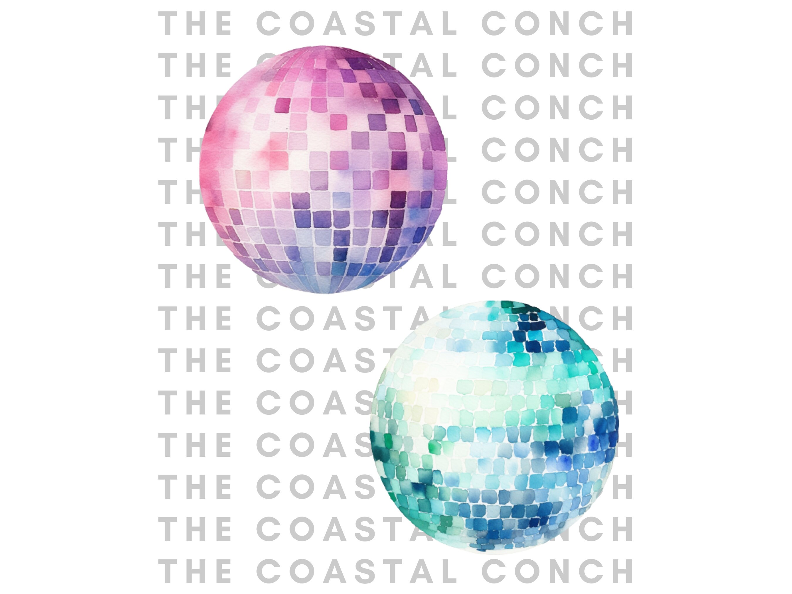 Watercolor Disco Ball Clipart- 20 Transparent Background PNG Commercial ...