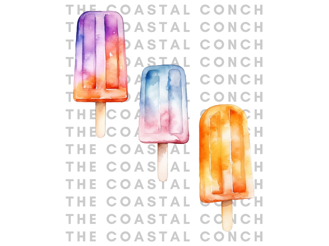 Colorful Watercolor Ice Pops Clipart- 20 Transparent Background PNG ...