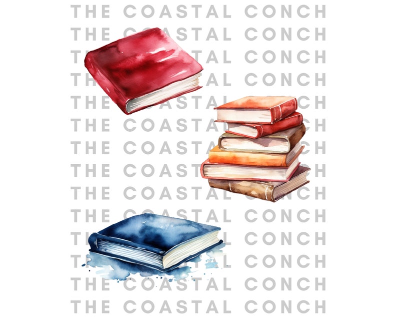 Watercolor Book Clipart- 20 Transparent Background PNG Commercial Use ...