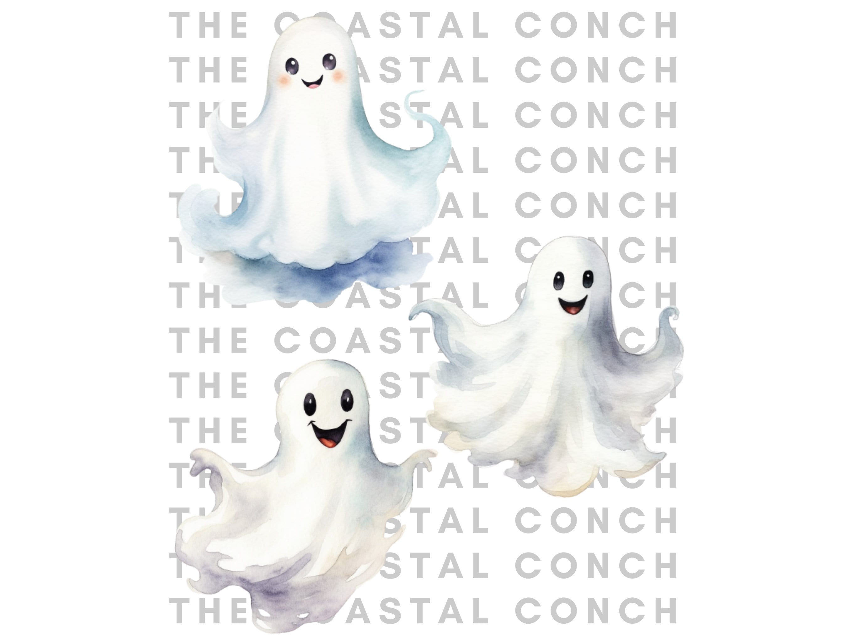 Cute Watercolor Ghost Clipart 20 Transparent Background PNG Commercial ...