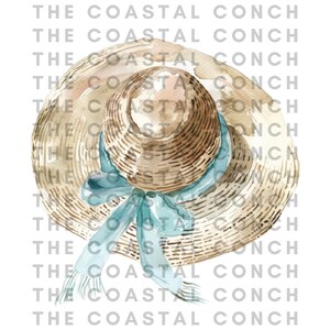 Watercolor Summer Hat Clipart- 20 Transparent Background PNG Commercial ...