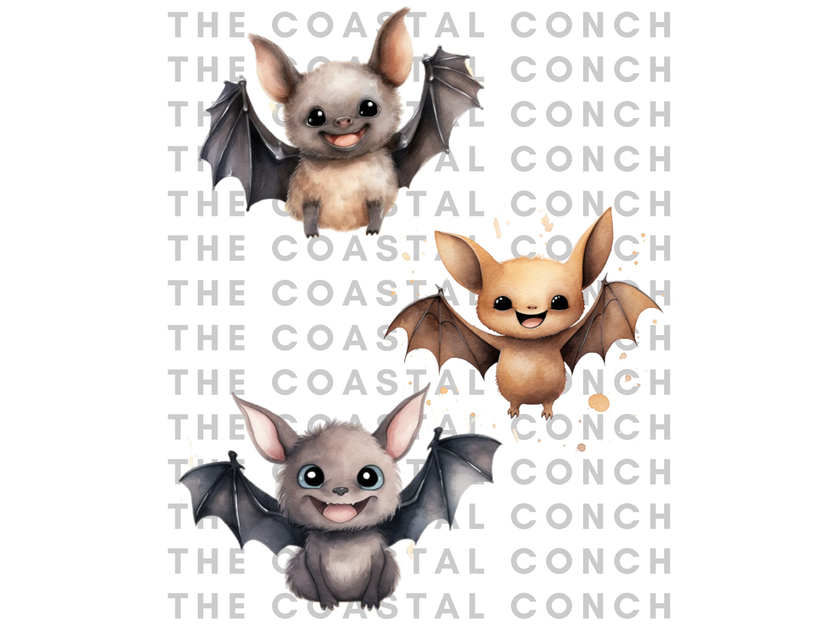 Cute Watercolor Bat Clipart- 20 Transparent Background PNG Commercial ...