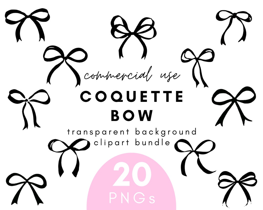 Coquette Bow Clipart- 20 Transparent Background PNG Commercial Use ...