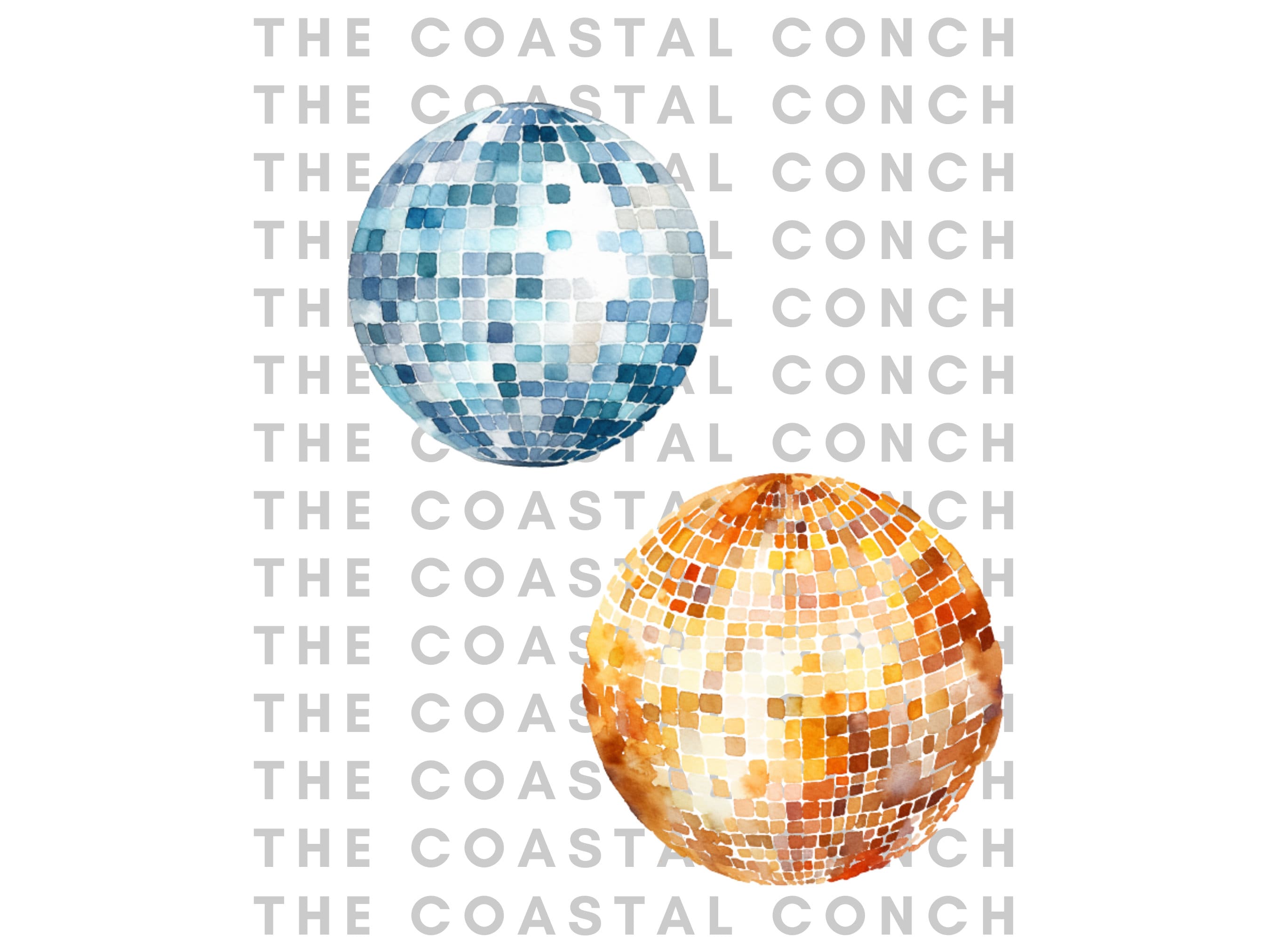 Watercolor Disco Ball Clipart- 20 Transparent Background PNG Commercial ...