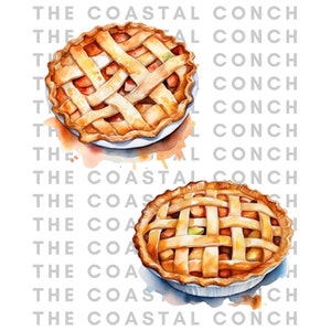 Autumn Watercolor Apple Pie Clipart- 15 Transparent Background PNG ...