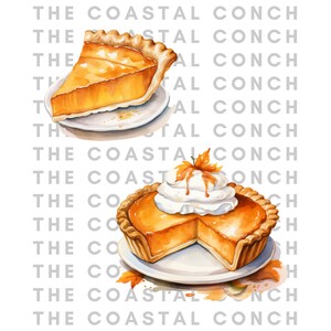 Autumn Watercolor Pumpkin Pie Clipart- 10 Transparent Background PNG ...