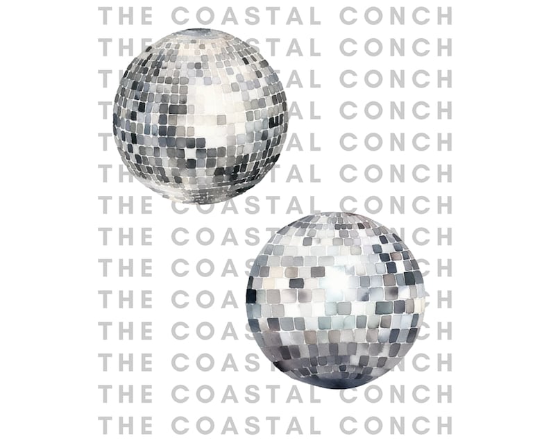 Silver Watercolor Disco Ball Clipart- 20 Transparent Background PNG ...