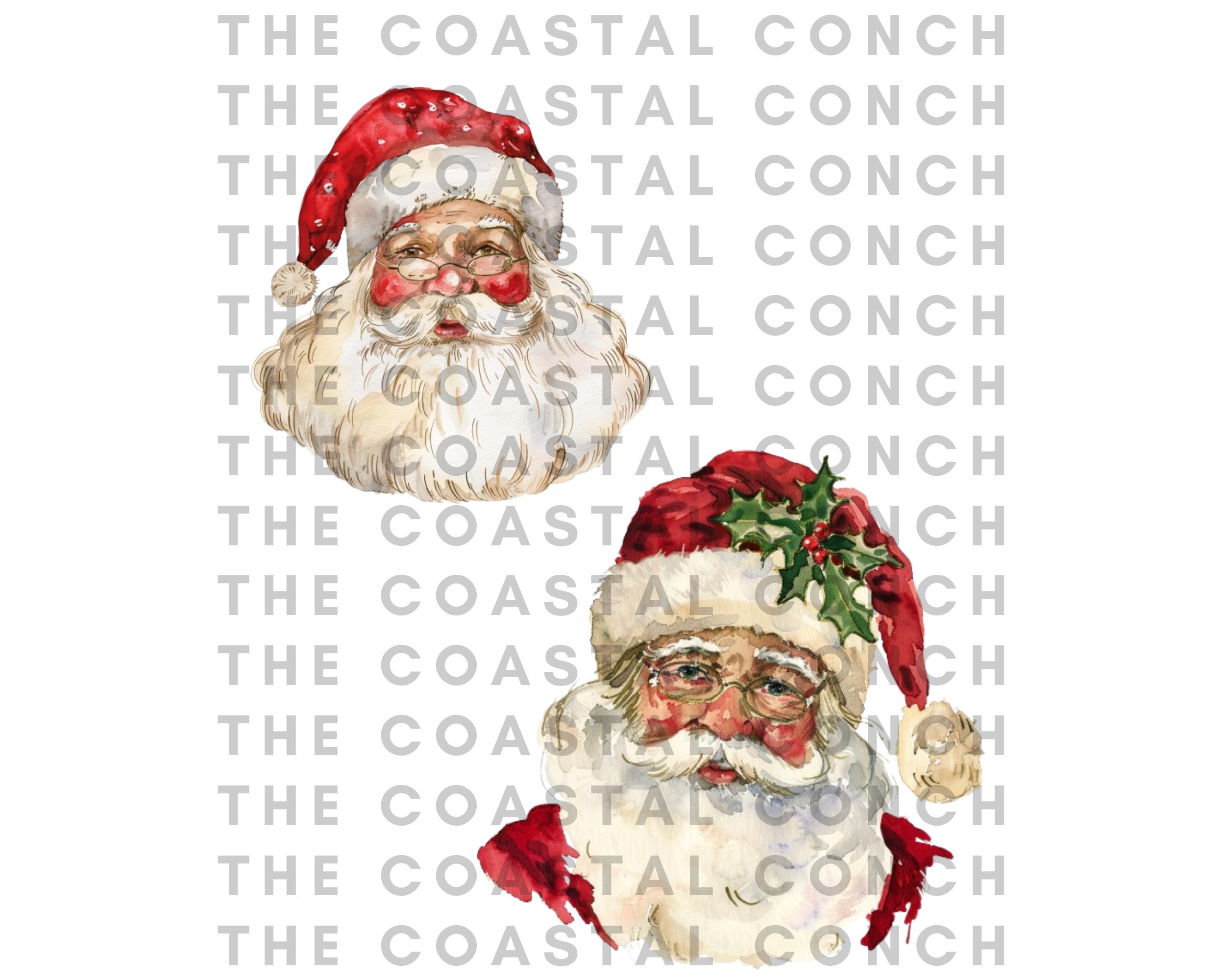 Vintage Watercolor Santa Claus Clipart- 10 Transparent Background PNG ...