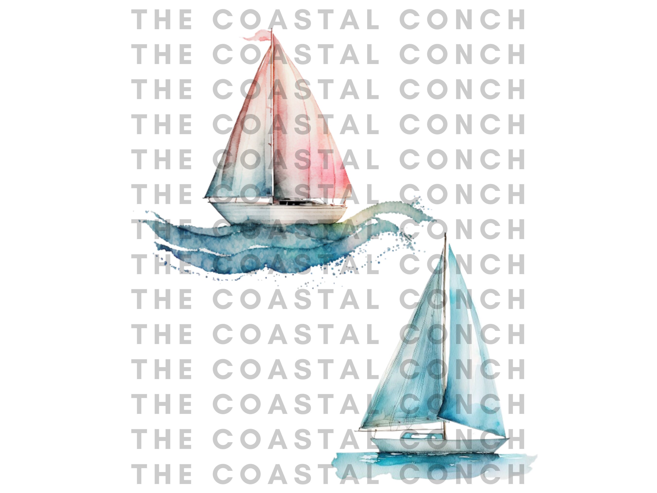 Nautical Watercolor Sailboat Clipart- 20 Transparent Background PNG ...
