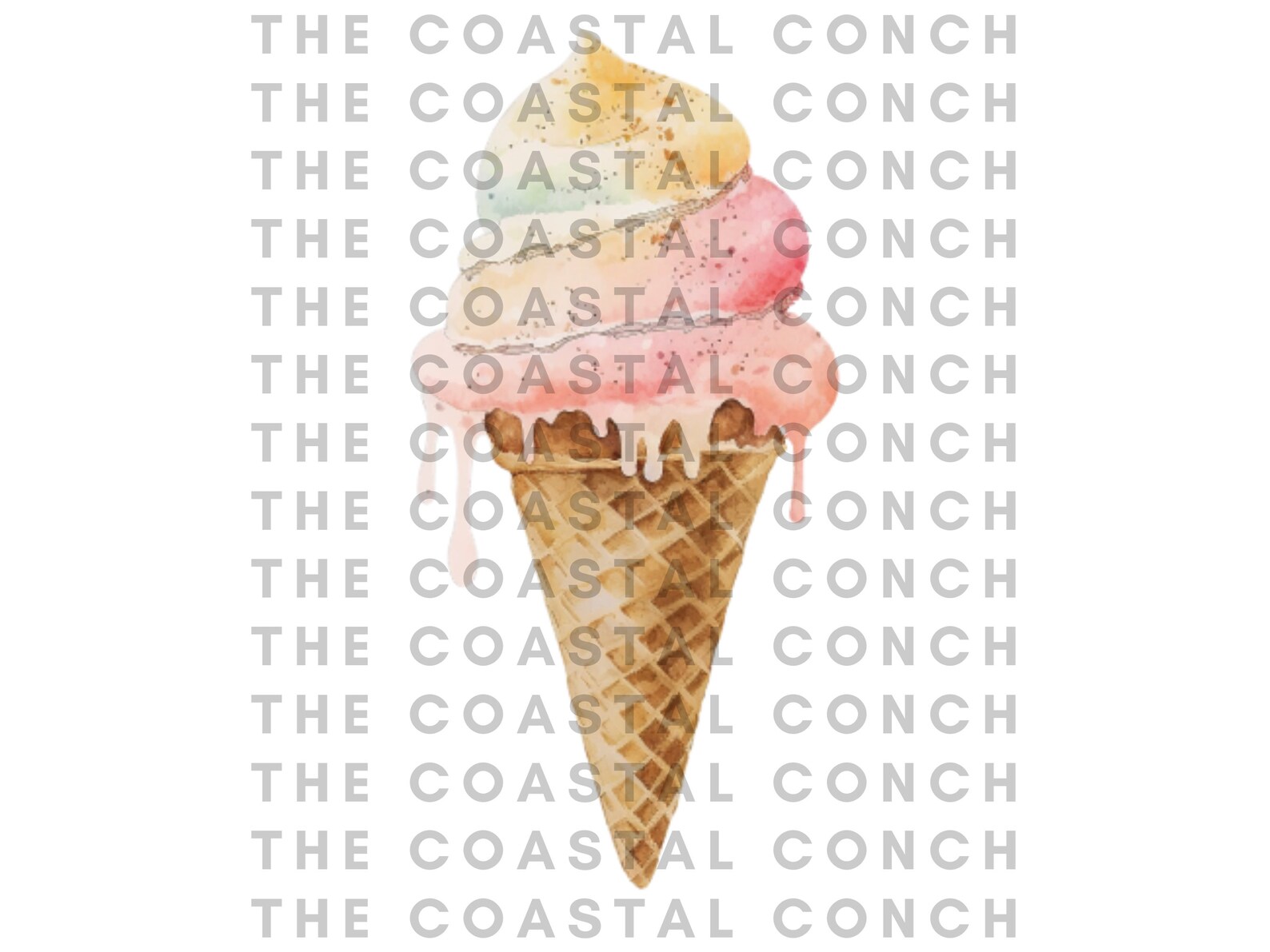 Watercolor Ice Cream Cone Clipart 20 Transparent Background - Etsy