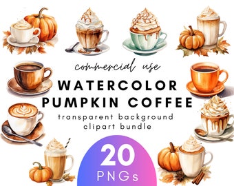 Pumpkin Coffee Clipart Pack, High-quality Pngs, Transparent Background ...