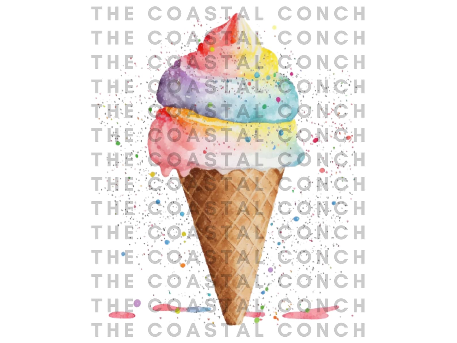 Watercolor Ice Cream Cone Clipart- 20 Transparent Background PNG ...