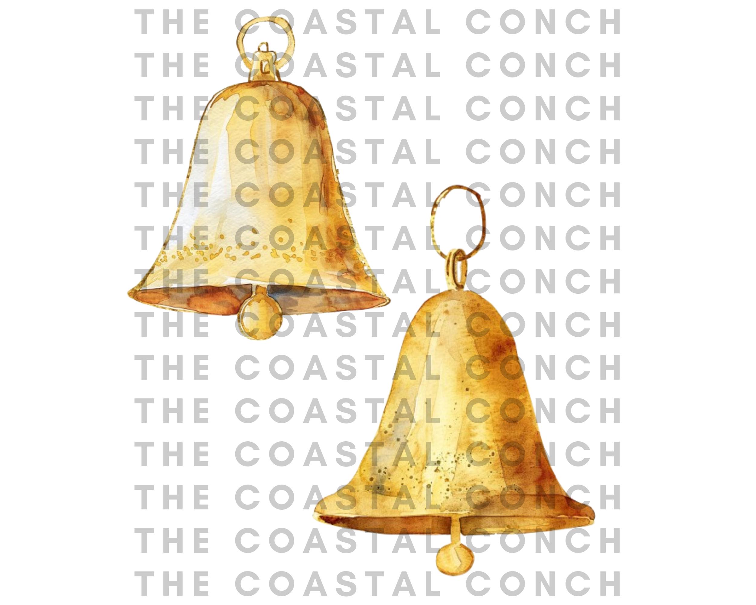 Watercolor Christmas Bell Clipart- 10 Transparent Background PNG ...