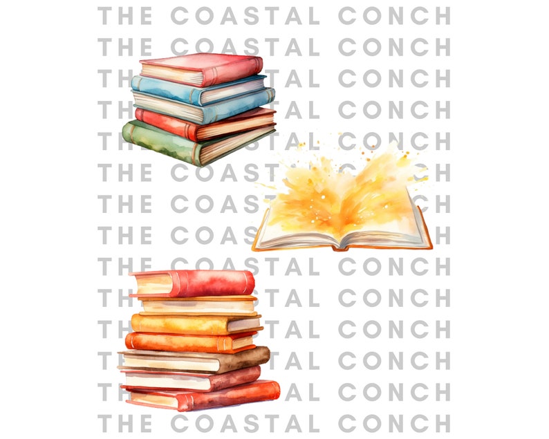 Watercolor Book Clipart- 20 Transparent Background PNG Commercial Use ...