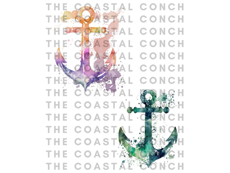 Nautical Watercolor Anchor Clipart- 20 Transparent Background PNG ...