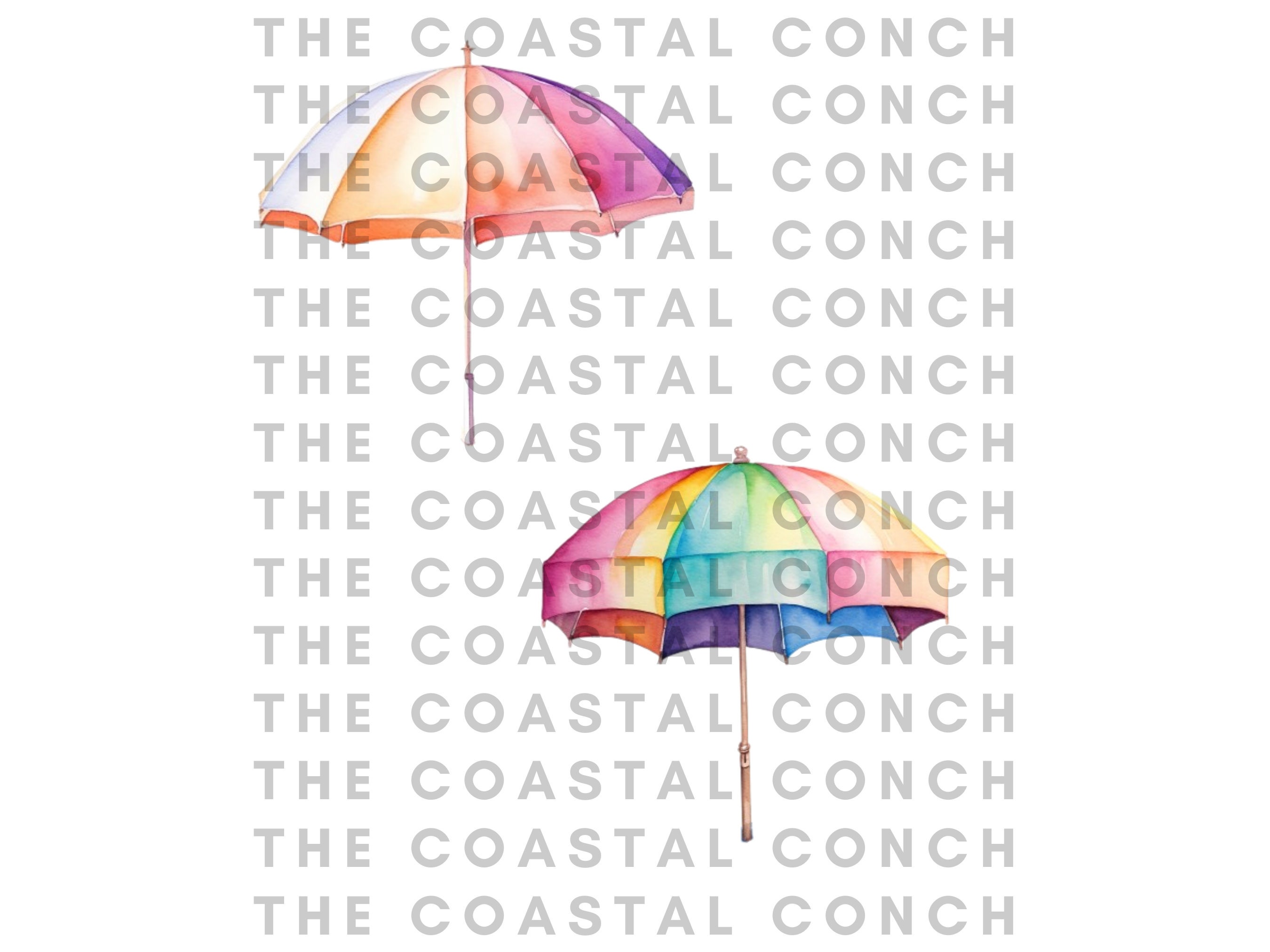 Colorful Watercolor Beach Umbrella Clipart- 20 Transparent Background ...