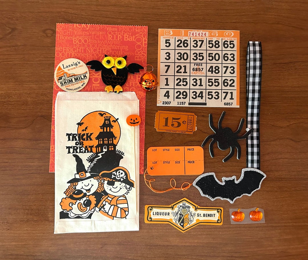 Halloween Themed spooky Ephemera Pack mix of Authentic Vintage and ...