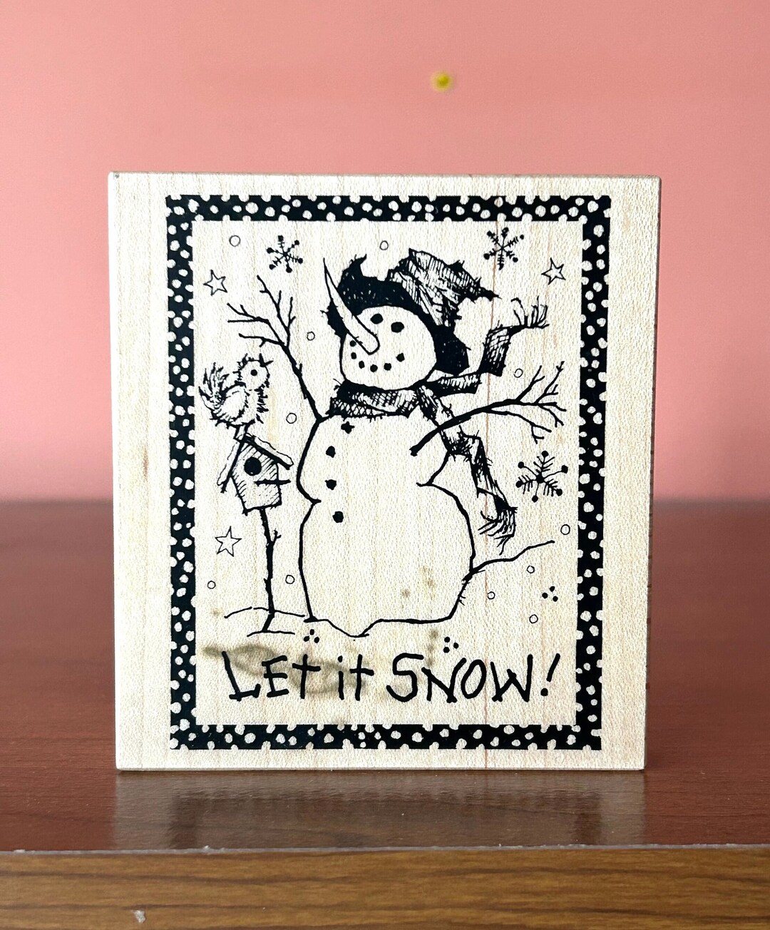 Vintage PSX (personal Stamp Exchange) “let It Snow” Wood Mounted Rubber ...
