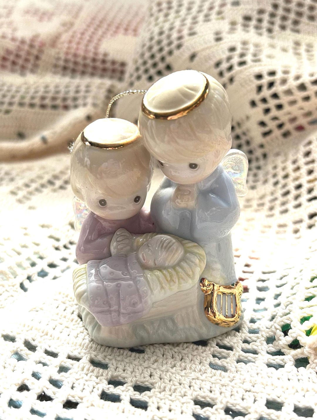 Vintage Enesco “precious Moments” Manger Scene Porcelain Ornament (baby ...