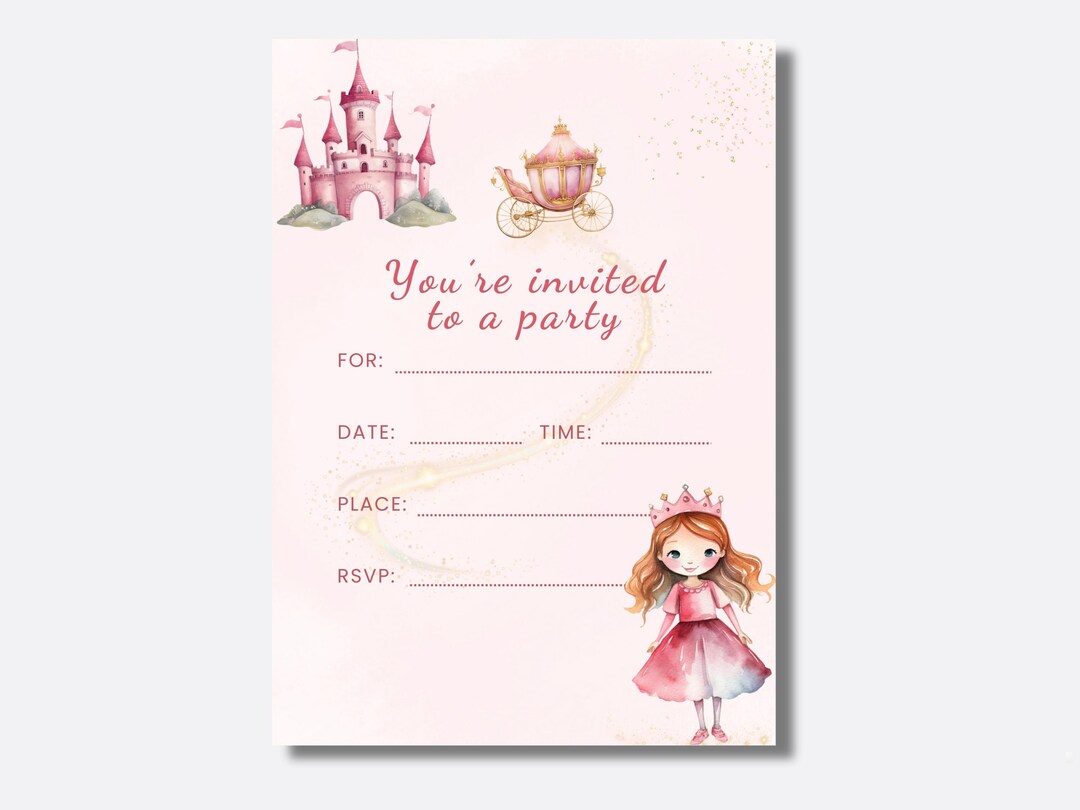 Princess Fill in Birthday Invitation Instant Download, Handwritten ...