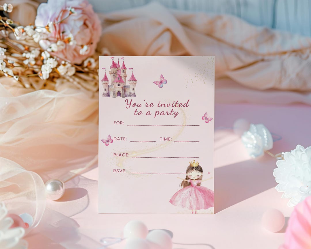 Printable Handwritten Princess Fairytale Party Invitation, Pink ...