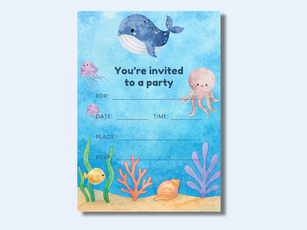 Fill-in Under the Sea Party Invitation, Instant Download Ocean Themed ...