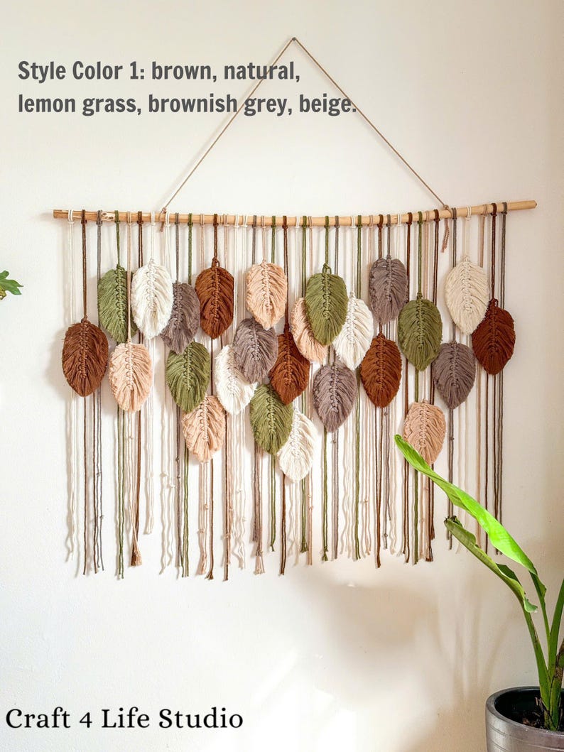 Large Macrame Leaf Wall Hanging, Macrame Feather, Leaf Macrame, Macrame ...