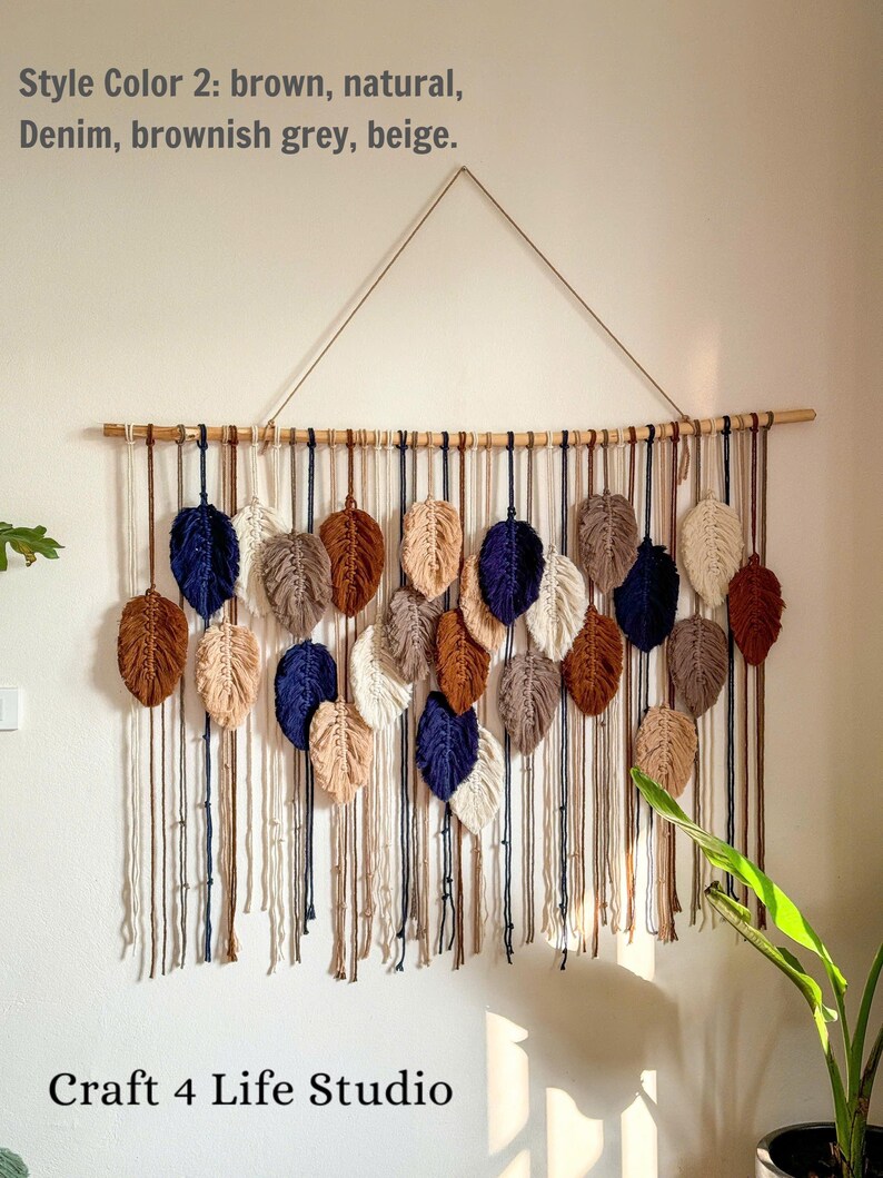 Large Macrame Leaf Wall Hanging, Macrame Feather, Leaf Macrame, Macrame ...