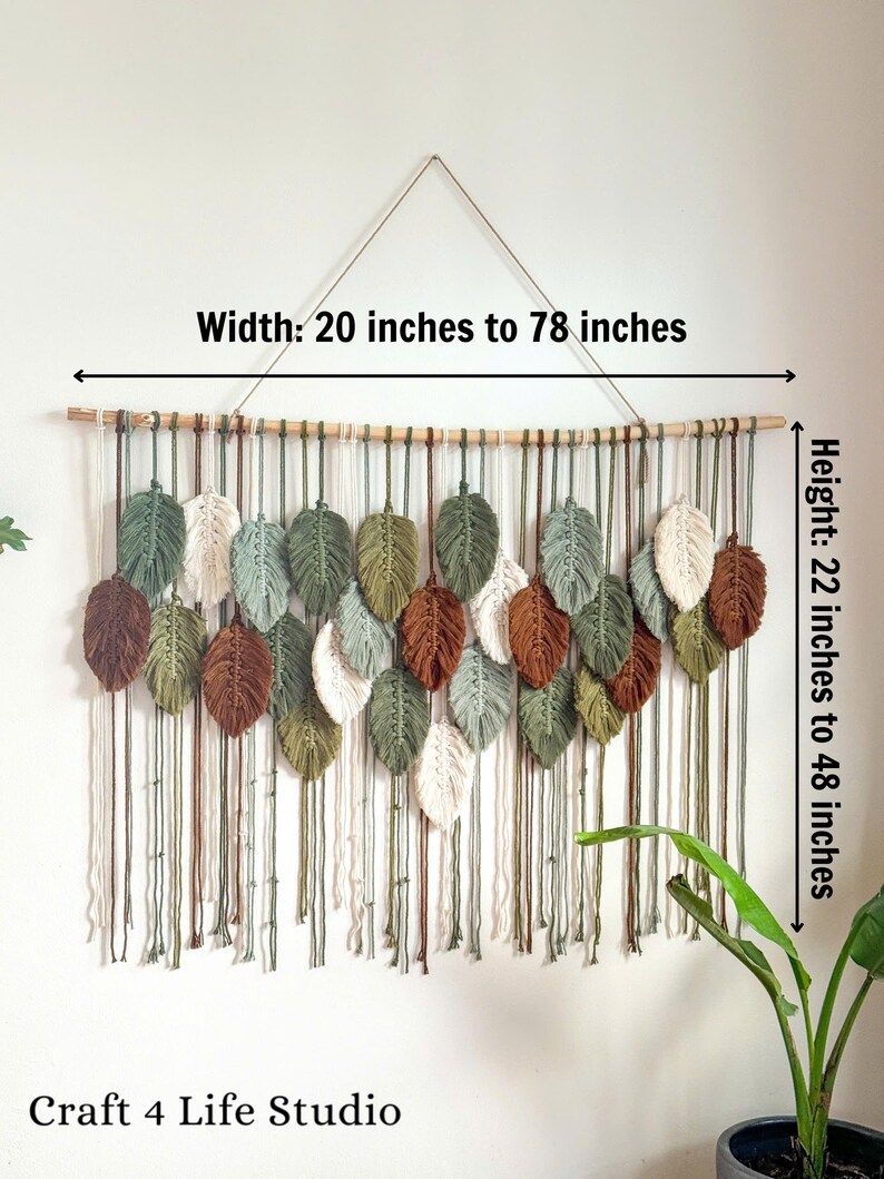 Large Macrame Leaf Wall Hanging, Macrame Feather, Leaf Macrame, Macrame ...