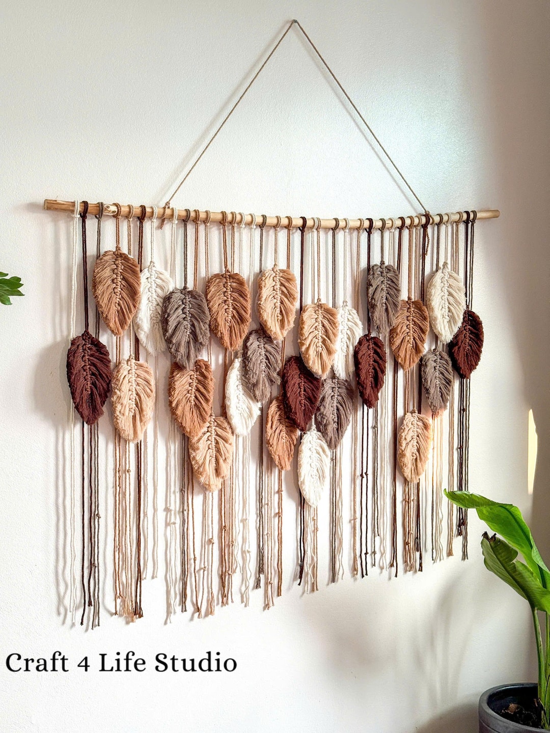 Large Macrame Leaf Wall Hanging, Macrame Feather, Leaf Macrame, Macrame ...