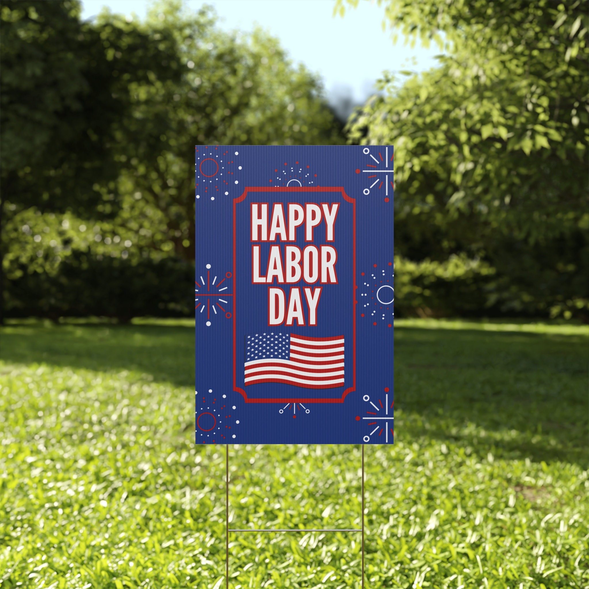 Happy Labor Day Yard Plastic Sign With Metal H-Stake, Labor Day Sign ...