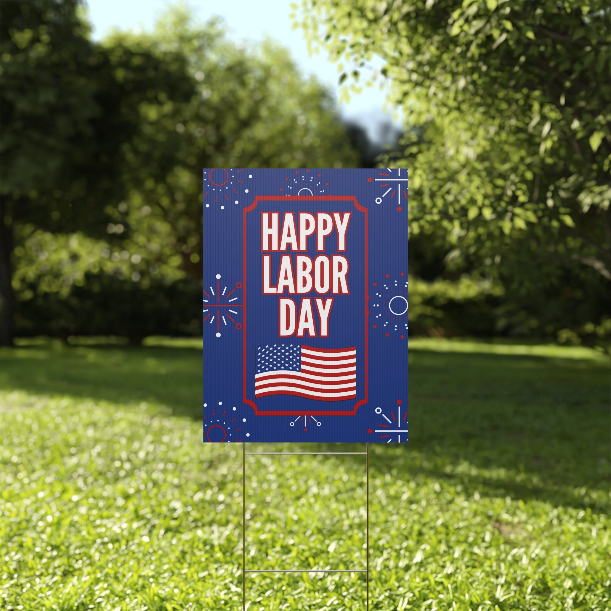Happy Labor Day Yard Plastic Sign With Metal H-Stake, Labor Day Sign ...