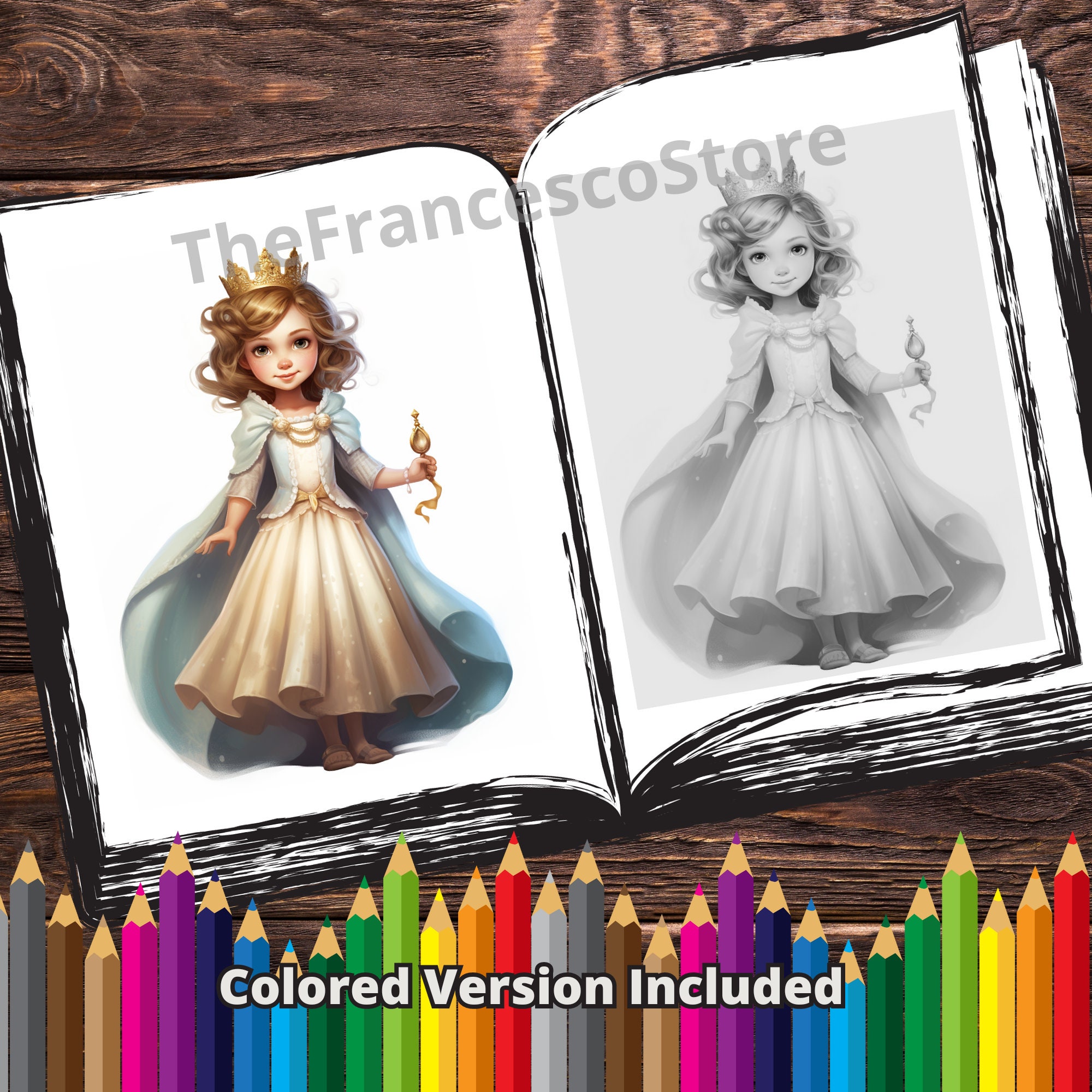 37 Little Princesses Coloring Pages 10 Colored Images - Etsy